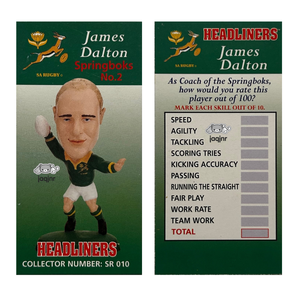 Corinthian Headliners Rugby Union - JAMES DALTON (SPRINGBOKS #2) Colle ...