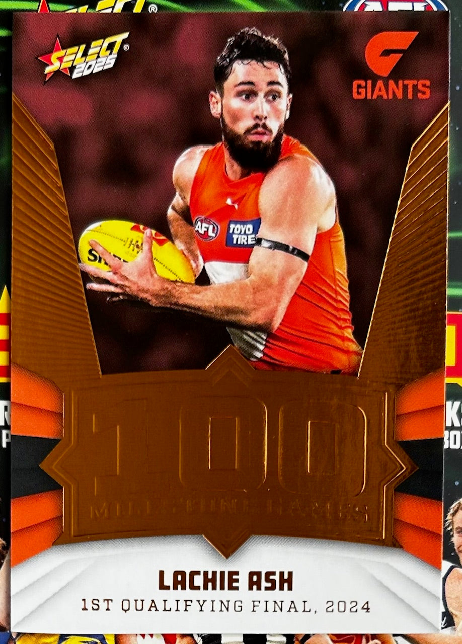 Select AFL 2025 Footy Stars - LACHIE ASH (GWS GIANTS) 100 Milestone Ga ...