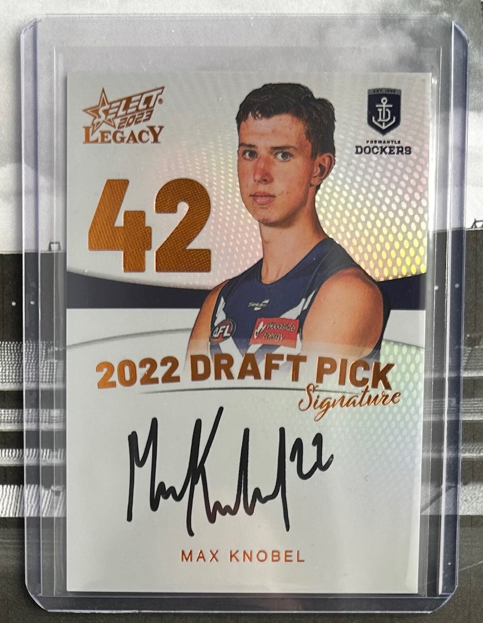 Select AFL Legacy 2023 - MAX KNOBEL (FREMANTLE DOCKERS) Draft Pick Sig ...