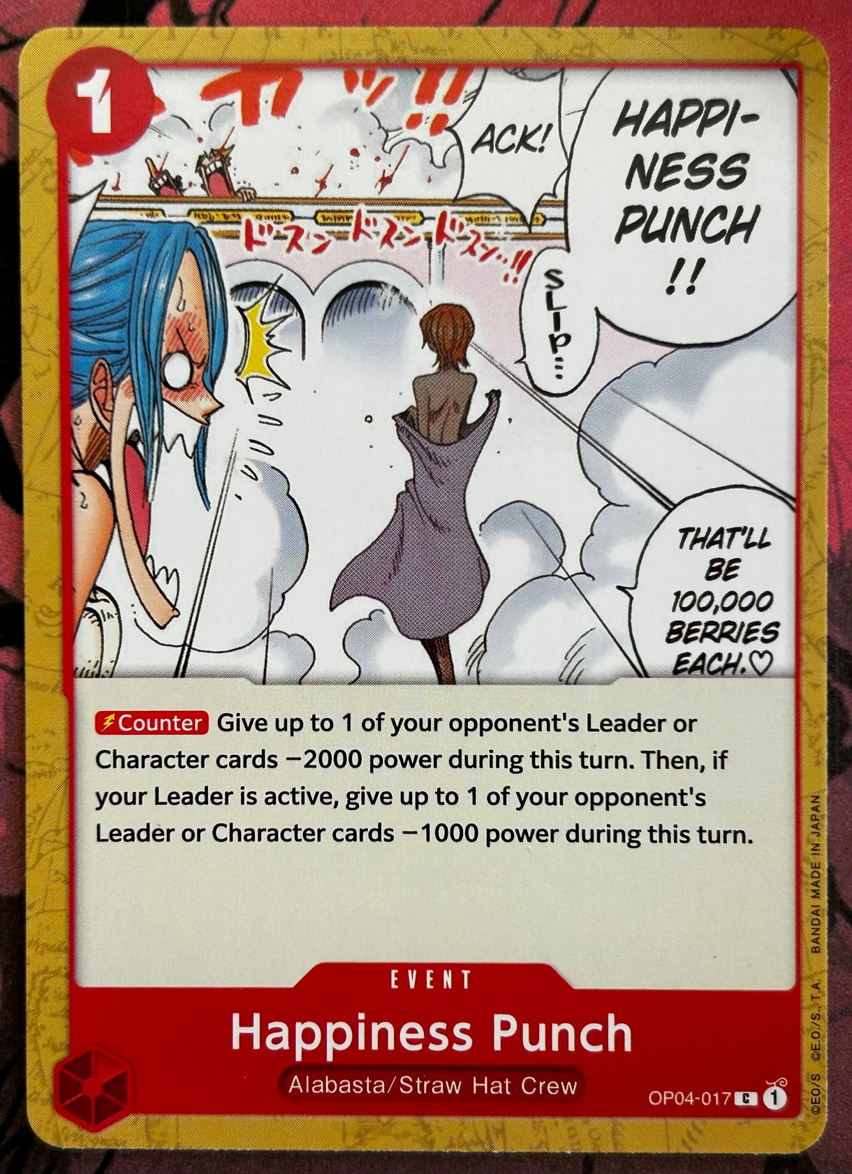 OP04-017 HAPPINESS PUNCH One Piece Event Card (Red) English – JaqJnr
