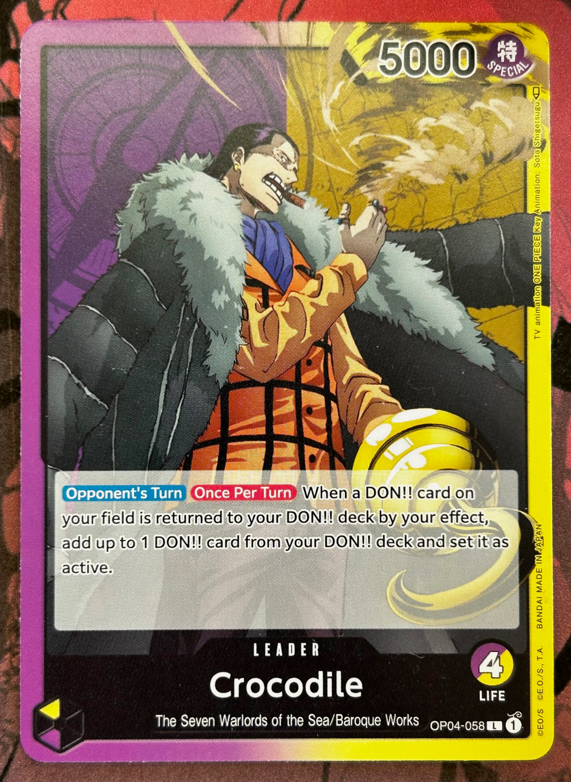 OP04-058 CROCODILE One Piece Leader Card (Purple-Yellow) English – JaqJnr