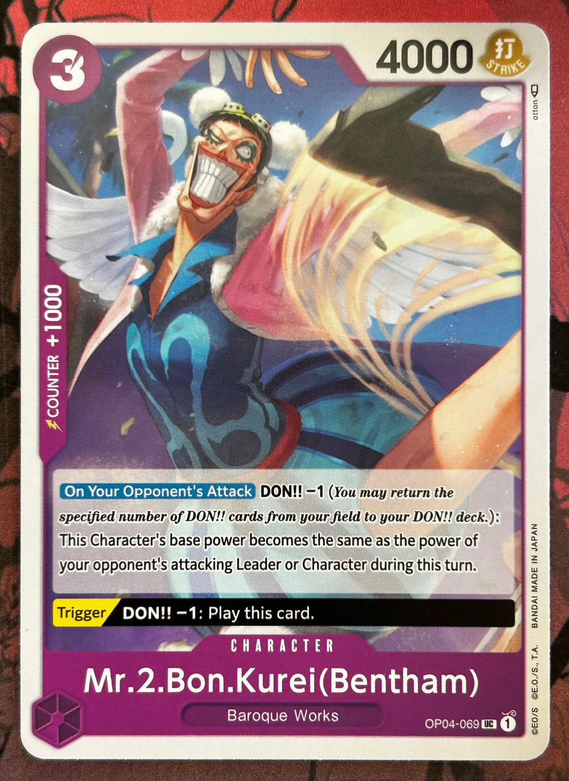 OP04-069 MR.2.BON.KUREI (BENTHAM) One Piece Character Card (Purple) En ...