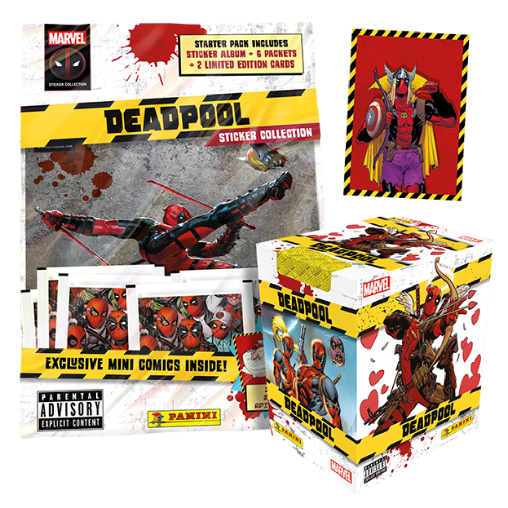 Panini Marvel Deadpool Sticker Collection Bundle (Starter Pack & Box o ...