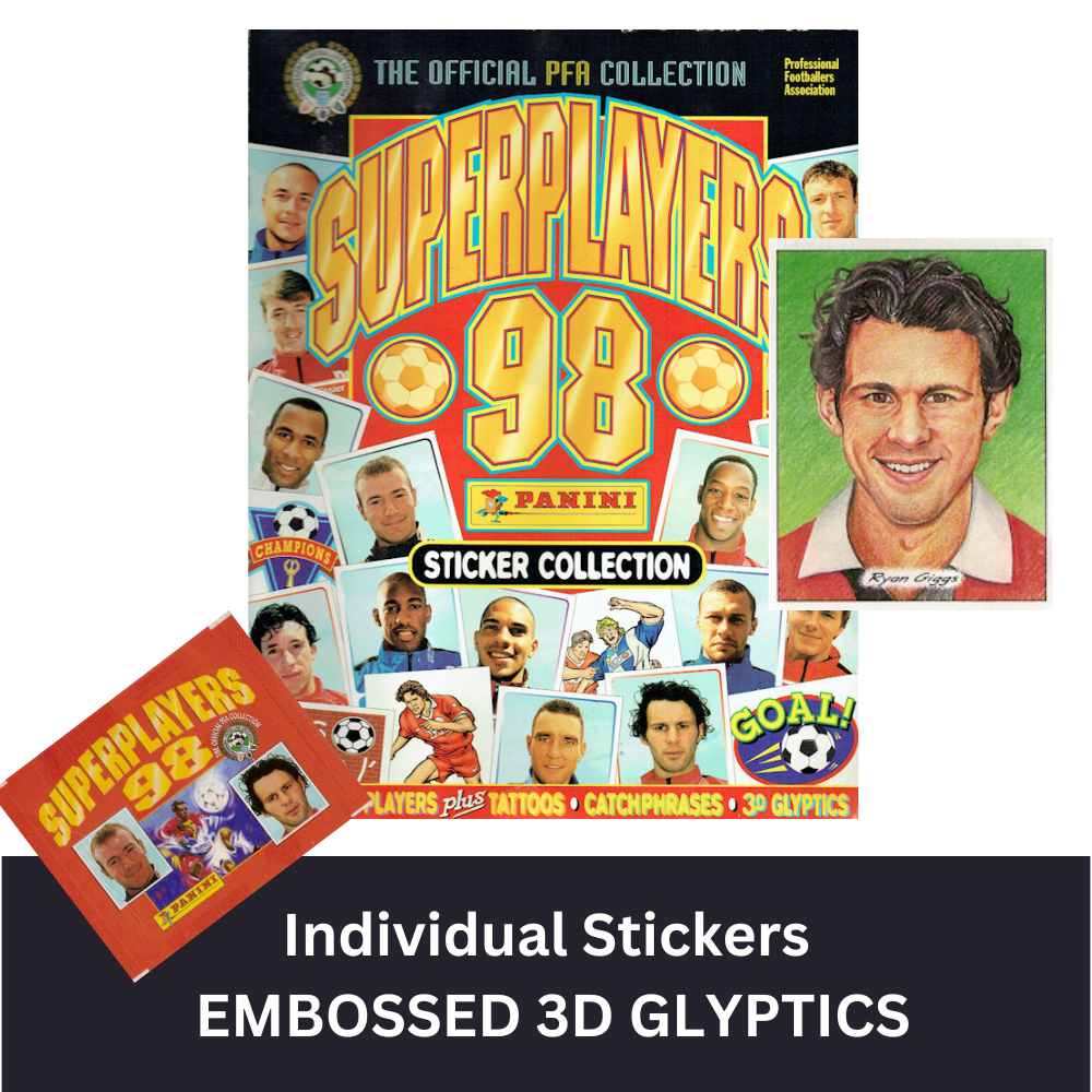 Panini PFA Superplayers 98 - Single EMBOSSED 3D GLYPTIC Stickers – JaqJnr