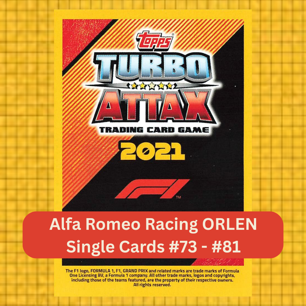 Topps F1 Turbo Attax 2021 - Single ALFA ROMEO RACING ORLEN Cards #73 ...